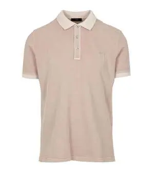 FAY Stretch Pique Polo Shirt With Contrasting Collar - Rope
