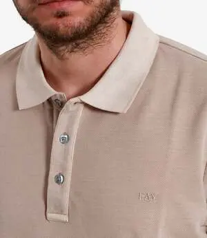 FAY Stretch Pique Polo Shirt With Contrasting Collar - Rope