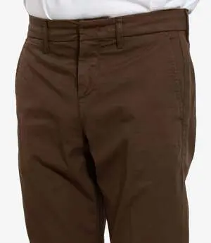 FAY Slim Fit Cotton Gabardine Trousers - Sigaro