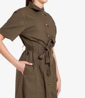 BLAUER. Cotton Belted Shirt Dress