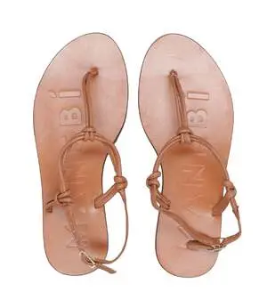 Manebí Leather Knot Detail Sandals - Tan