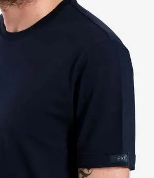FAY Cotton Jersey Crew Neck Short Sleeve T-shirt - Ink