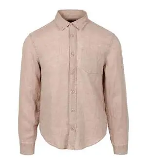 BLAUER. Linen Button-up Shirt With Classic Collar And Patch Pocket