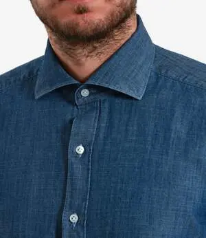 FAY Cotton Denim Button-up Shirt - Light Denim