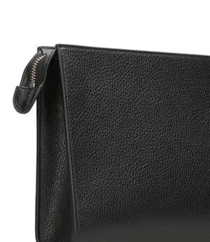 ORTIGNI Grained Leather Wristlet With Rfid Protection - Nero