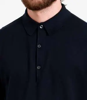 John Smedley Sea Island Cotton Long Sleeve Polo Shirt
