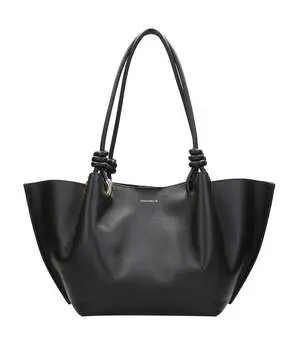 COCCINELLE Grained Leather Shoulder Bag With Knotted Handles