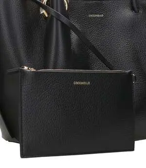 COCCINELLE Grained Leather Shoulder Bag With Knotted Handles