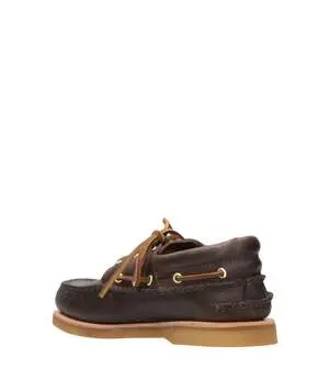Timberland Premium Leather Flat Shoes With Hand-stitched Pattern - Moro