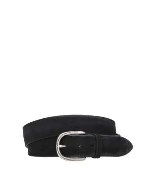 ORTIGNI Suede Belt With Silver Finish Buckle - Nero