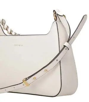 COCCINELLE Grained Leather Bag With Metal Chain And Pearl Shoulder Strap - Perla