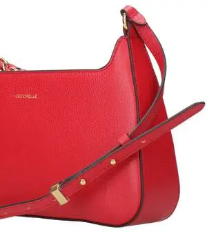 COCCINELLE Grained Leather Handbag With Chain And Pearl Shoulder Strap