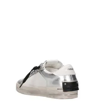 CRIME LONDON Distressed Leather Sneakers With Glitter And Metallic Accents