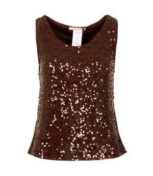 PENNY BLACK Sequin Embellished Round Neck Sleeveless Top