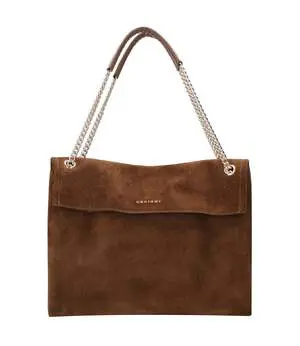 ORTIGNI Suede Fringed Shoulder Bag With Chain Strap