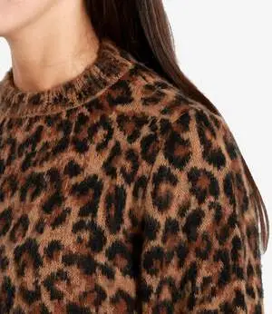 ANIYE BY Animal Print Wool Alpaca Blend Crew Neck Sweater - Spotted