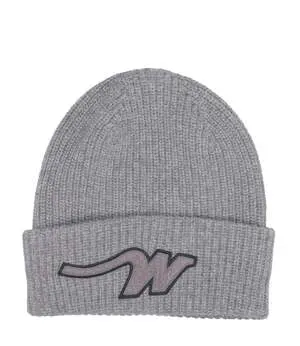 Max Mara Ribbed Wool Beanie With Applique - Medium Grey