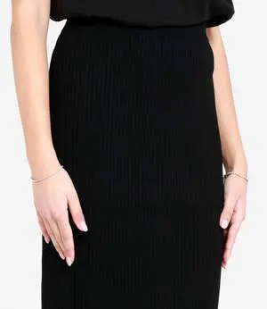Max Mara Ribbed Knit Stretch Cotton Skirt