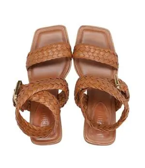 Schutz Braided Leather Strappy Heeled Sandals