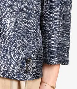 Max Mara Two-tone Denim Effect Print Crew Neck Top