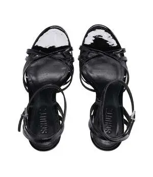 Schutz Black Leather Crisscross High Heel Sandals