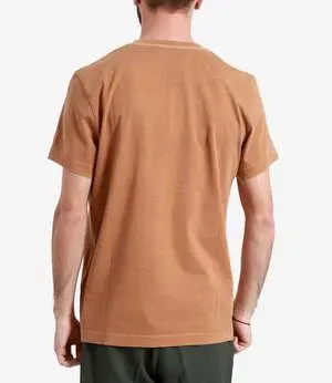 FAY Cotton Crew Neck Short Sleeve T-shirt With Pocket - Camel