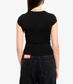 DIESEL® Organic Cotton Stretch Crewneck T-shirt With Embroidered Logo