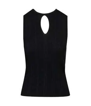 SIMONA CORSELLINI Sleeveless Ribbed Knit Top With Keyhole Neckline And Open Back Detail - Nero