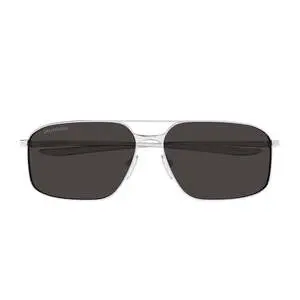 Balenciaga Metal Aviator Sunglasses With Grey Lenses - Silver