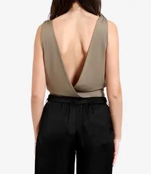 ANIYE BY Sleeveless Viscose Top With Draped Neckline - Fango