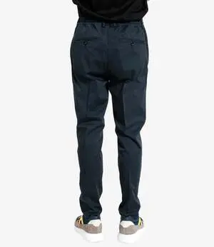 CRUNA Cotton Trousers With Elasticized Waist And Drawstring - Blue