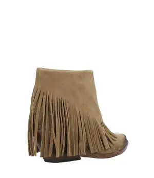 Elena Iachi Suede Fringed Ankle Boots - Fango