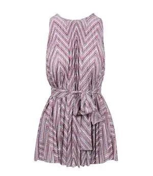KAOS Sleeveless Printed Ribbon Waist Dress