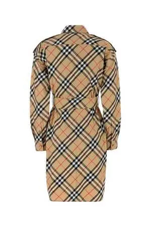 Burberry Belted Plaid Cotton Shirt Dress