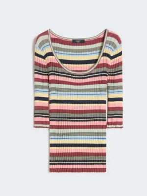 Max Mara Ribbed Knit Striped Top