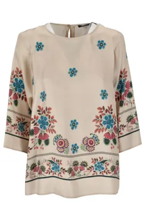 Max Mara Floral Print Silk Blouse