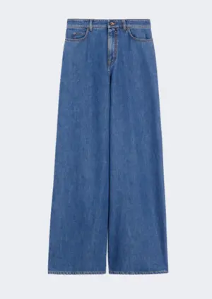Max Mara Wide Leg Denim Trousers - Blu