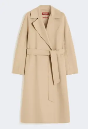Max Mara Long Belted Wrap Coat - Sand