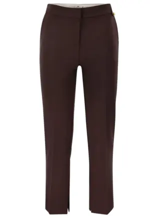 Elisabetta Franchi Slim Fit Logo Charm Trousers - Brown