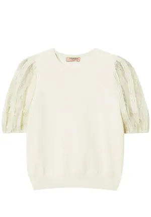 Twin-set Lace Puff Sleeve Sweater