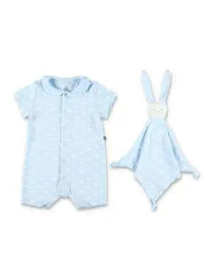 Petit Bateau Whale-print Jumpsuit And Comforter Set - Blue