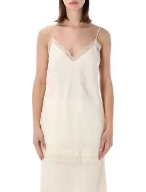 RÓHE Long Camisole With Lace Trim - Beige