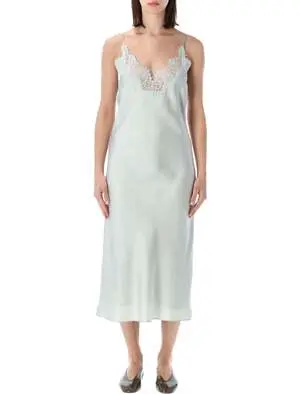 RÓHE Lace Trimmed Midi Slip Dress - Foam Green