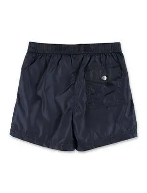Moncler Technical Nylon Swim Shorts With Tricolor Piping - Blue