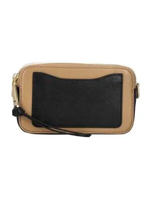 Marc Jacobs Snapshot Bag In Saffiano Leather With Logo Webbing Strap - Camel Multi
