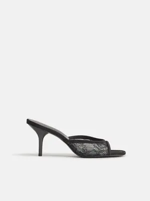 REFORMATION Clementine Heeled Mule Sandal - Black