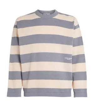 Stone Island Cotton-linen Stripe Crew Neck T-shirt