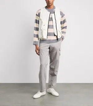 Stone Island Cotton-linen Stripe Crew Neck T-shirt