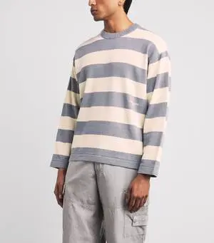 Stone Island Cotton-linen Stripe Crew Neck T-shirt