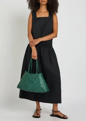 Rails Akira Linen Square Neck Cropped Top - Black